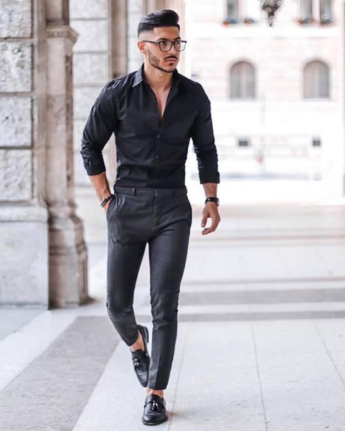 Formal Black Shirt Grey Pants For Men Formal Black Shirt Grey Pants For Men